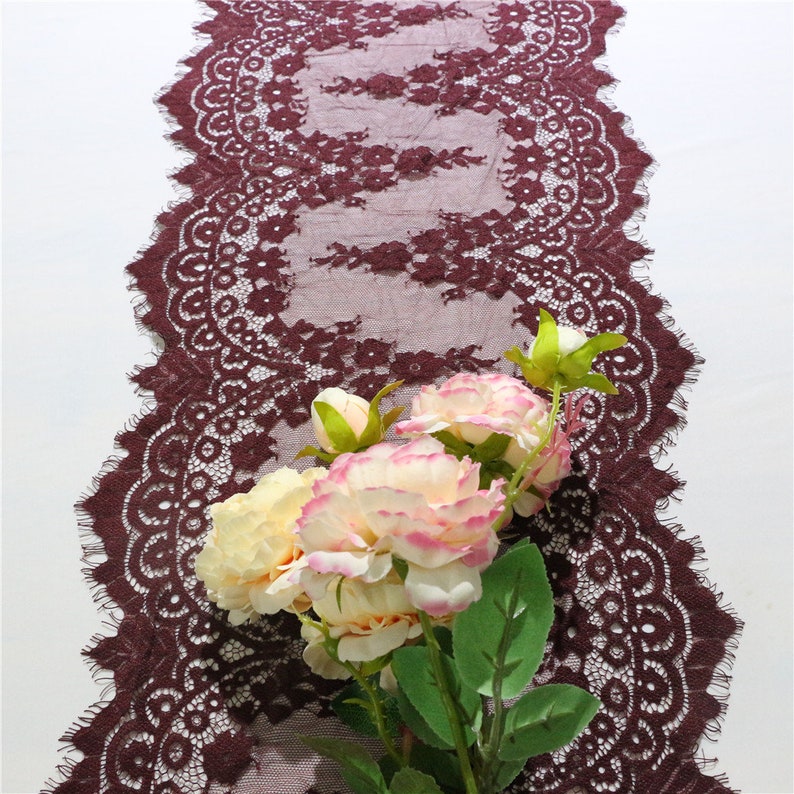 Burgundy Wine Red Lace Runner, Wedding Table Runner, 12 Inch/ 30cm Wide ...