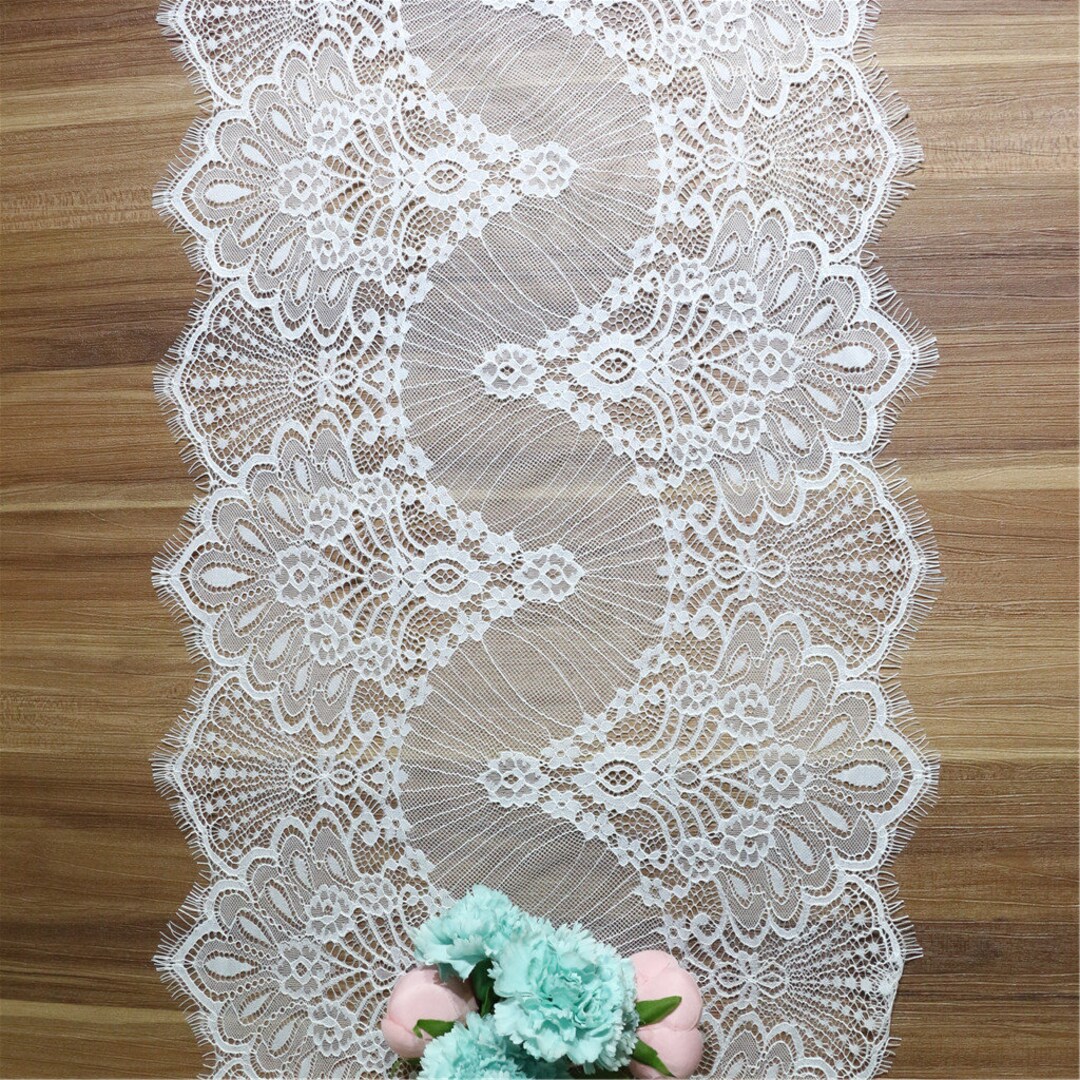 Ivory Lace Table Runner, Lace Table Runner , 16 Inches Wide, Wedding ...