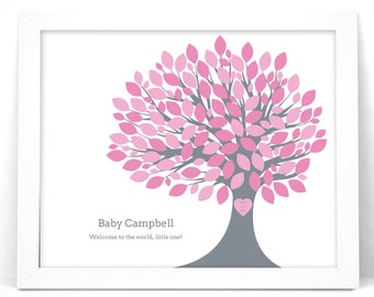 Baby Shower Guest Book Tree Printable With Instruction Card / | Etsy