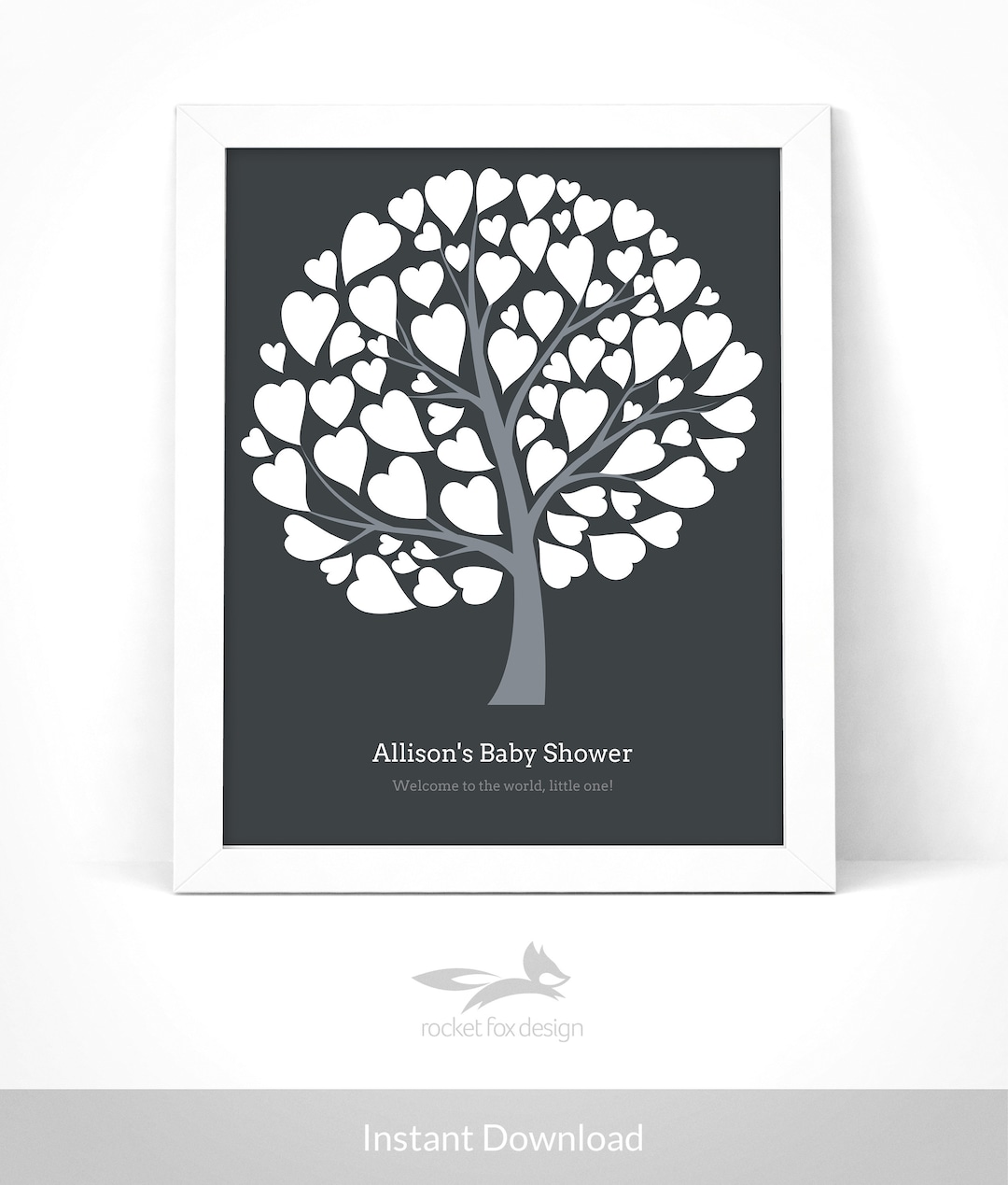 Baby Shower Guest Book Tree Printable With Instruction Card / Baby ...
