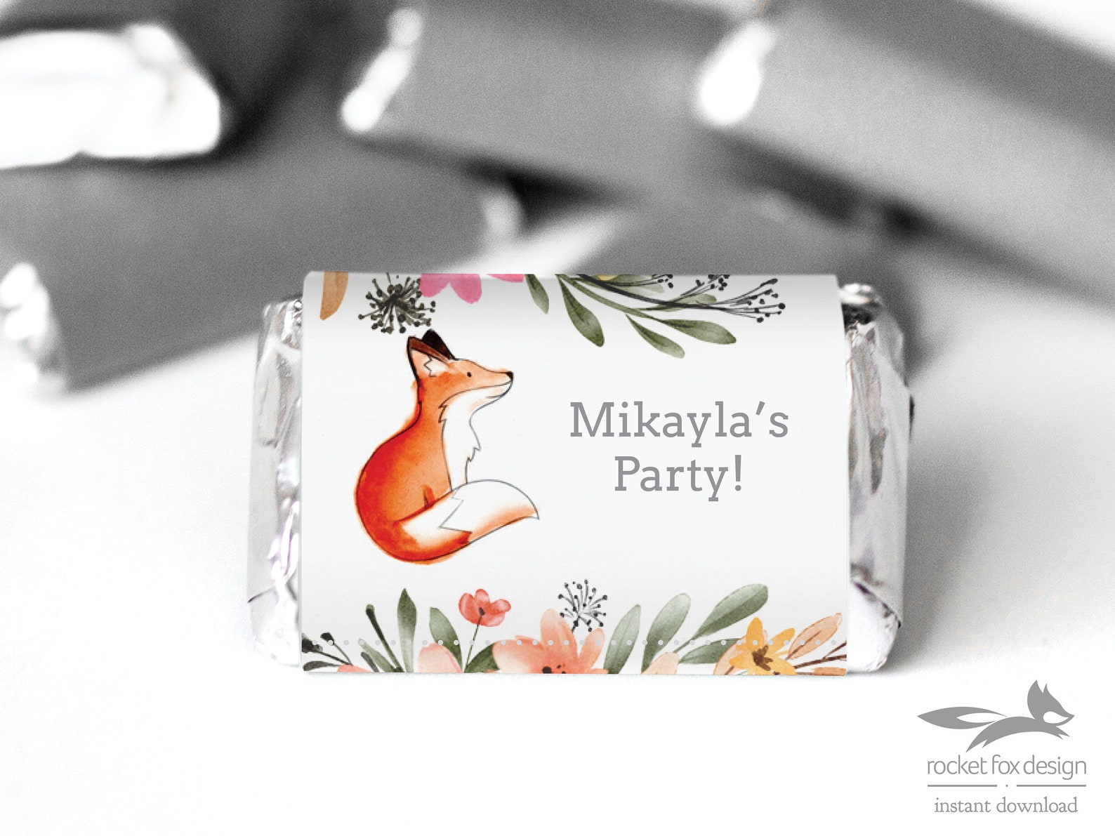 Fox Candy Bar Wrapper, Party Favors, Fox Theme Chocolate Bar Label ...
