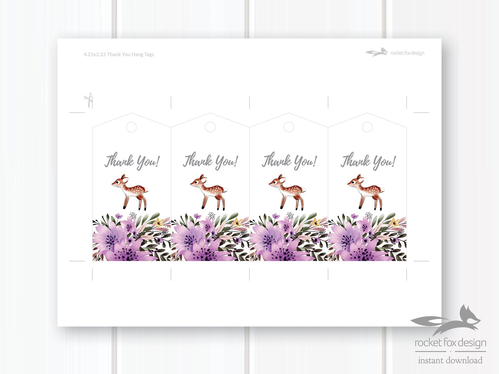 Deer Favor Tags, Thank You Tags, Baby Shower Favor Tag, Birthday Party ...