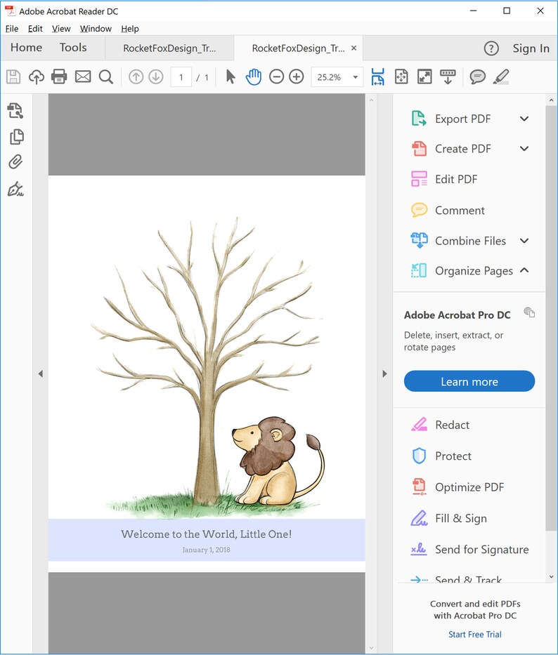Lion Fingerprint Guestbook | Jungle Lion Baby Shower Fingerprint Tree ...