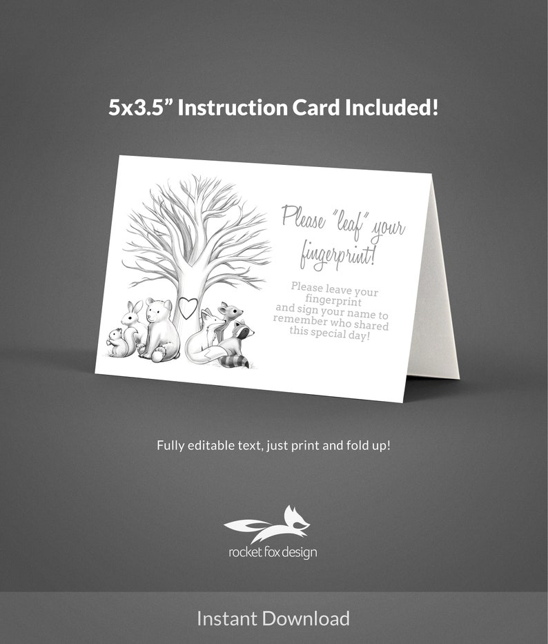 Woodland Animals Fingerprint Guestbook | Forest Animals Baby Shower ...