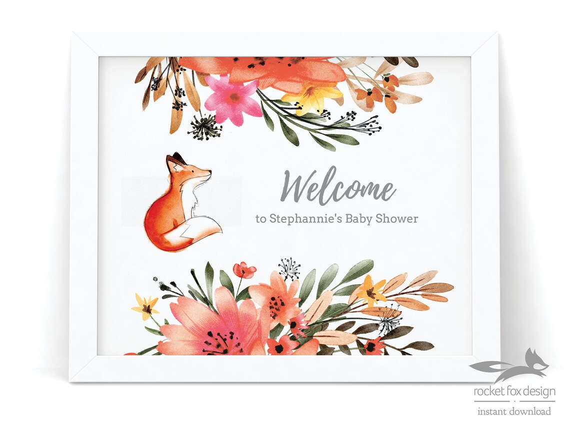 Fox Baby Shower Welcome Sign, Baby Shower Sign, Fox Baby Shower, Baby ...