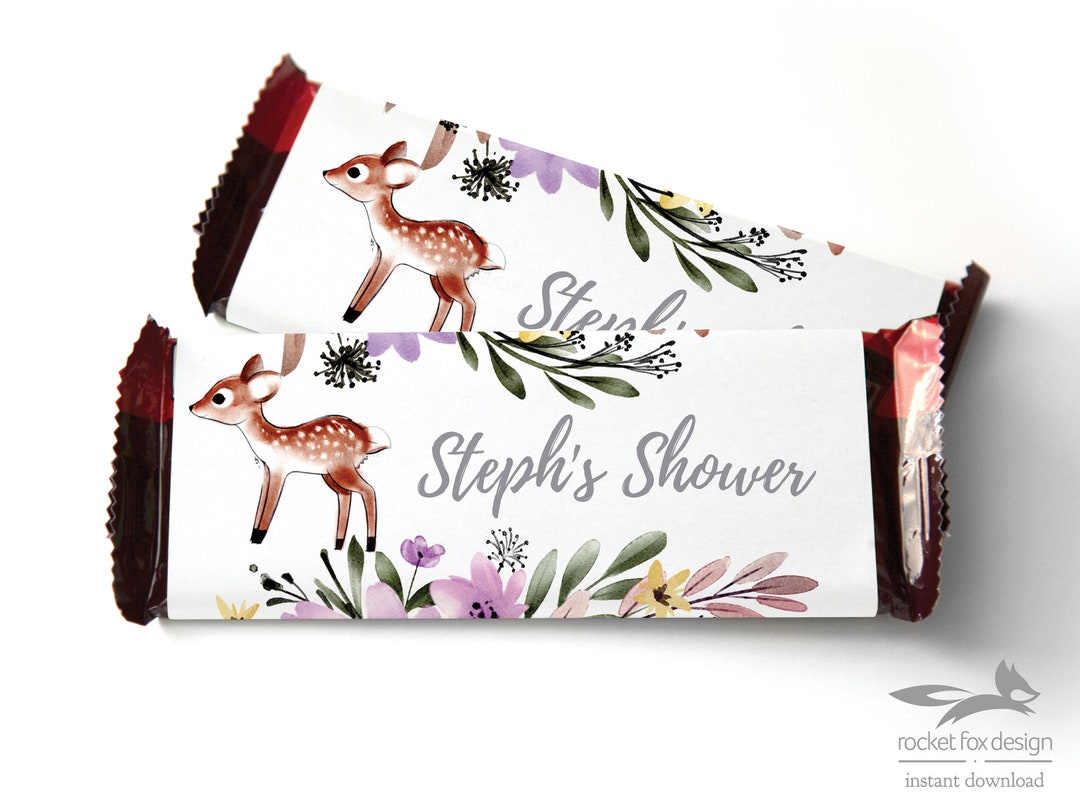 Deer Candy Bar Wrapper, Party Favors, Deer Theme Chocolate Bar Label ...