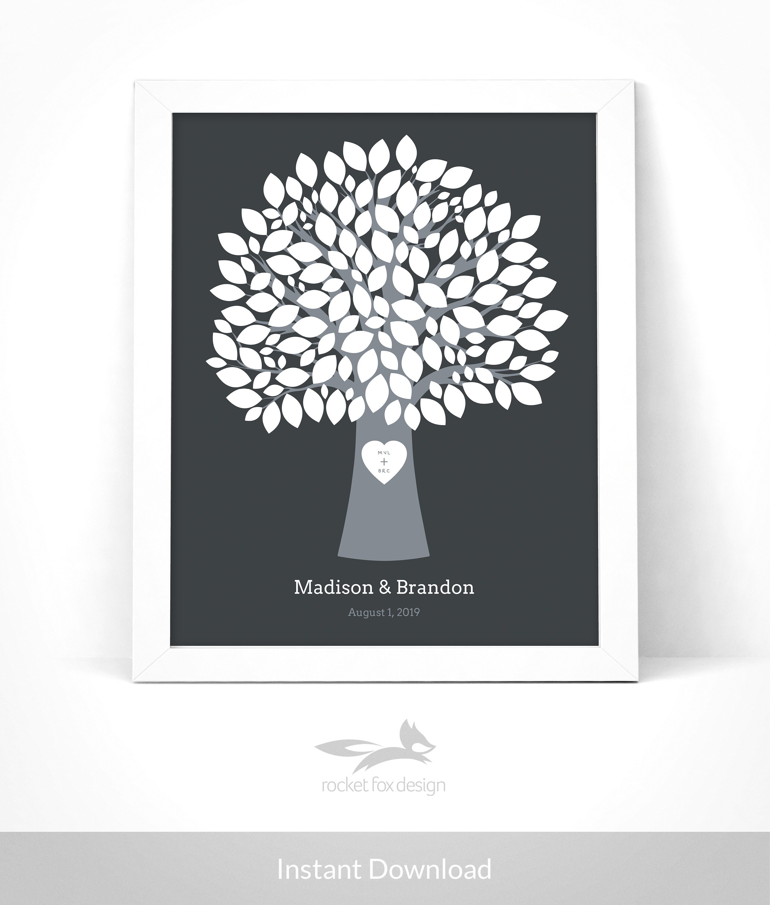 Buy Wedding Tree Guest Book Printable With Instruction Card / Wedding ...