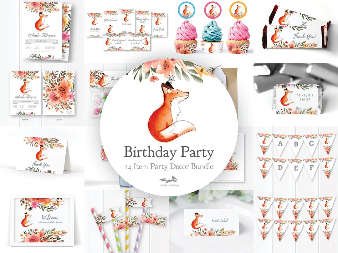 Fox Theme Birthday Party Decorations 14 Item Woodland Theme Birthday