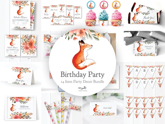 Fox Theme Birthday Party Decorations 14 Item Woodland Theme - Etsy