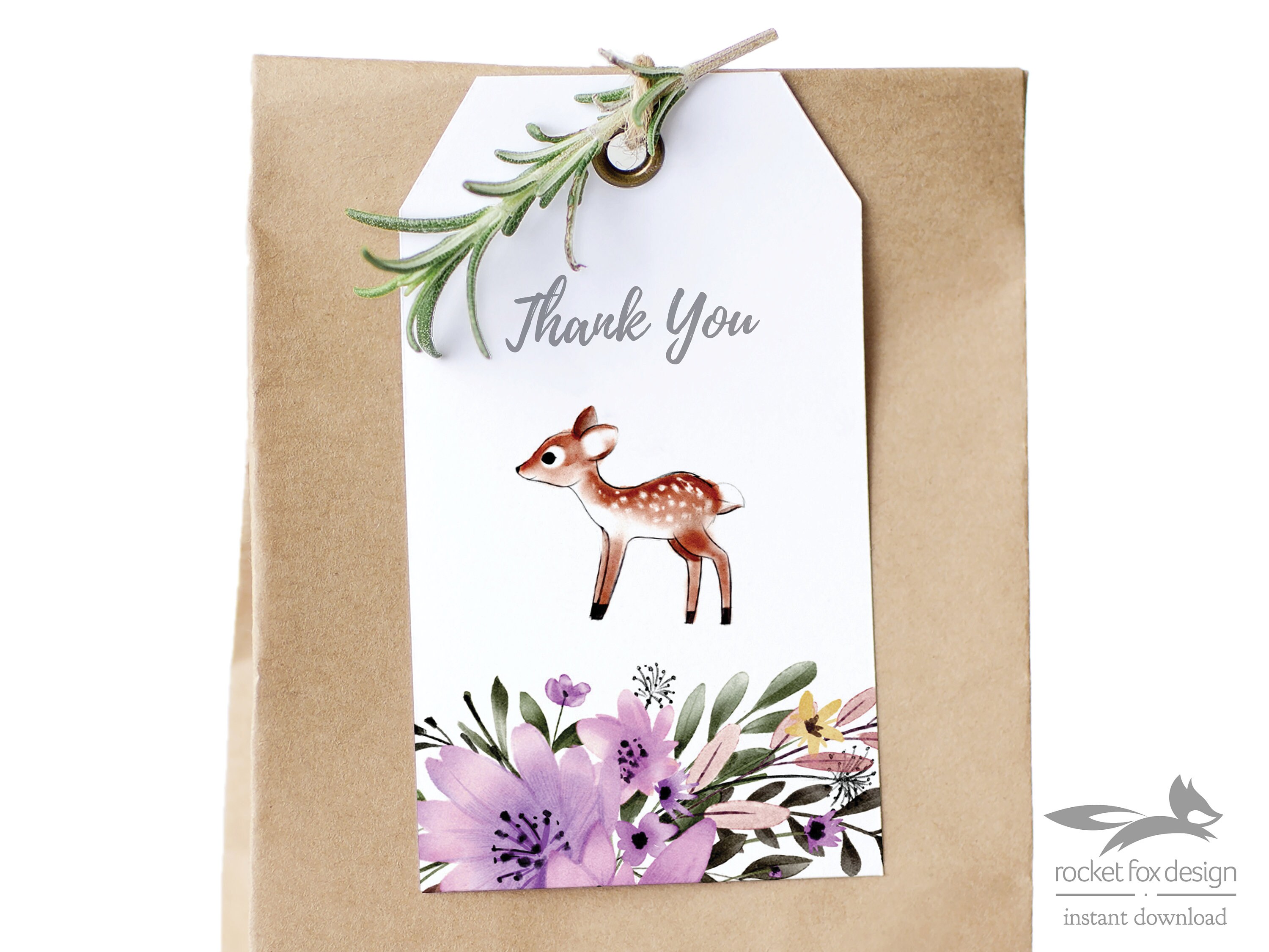 Deer Favor Tags, Thank You Tags, Baby Shower Favor Tag, Birthday Party ...