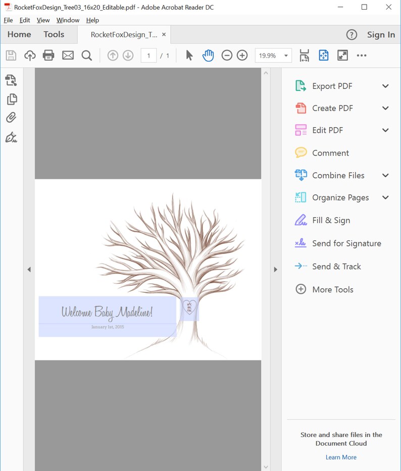 Baby Shower Fingerprint Tree Printable With Instruction Card / - Etsy