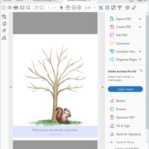 Squirrel Fingerprint Guestbook | Squirrel Baby Shower Fingerprint Tree ...