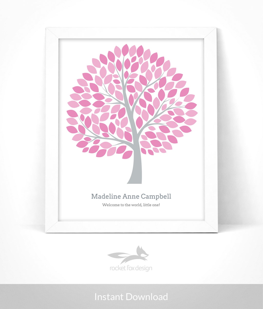 Baby Shower Guest Book Tree Printable With Instruction Card / Baby ...