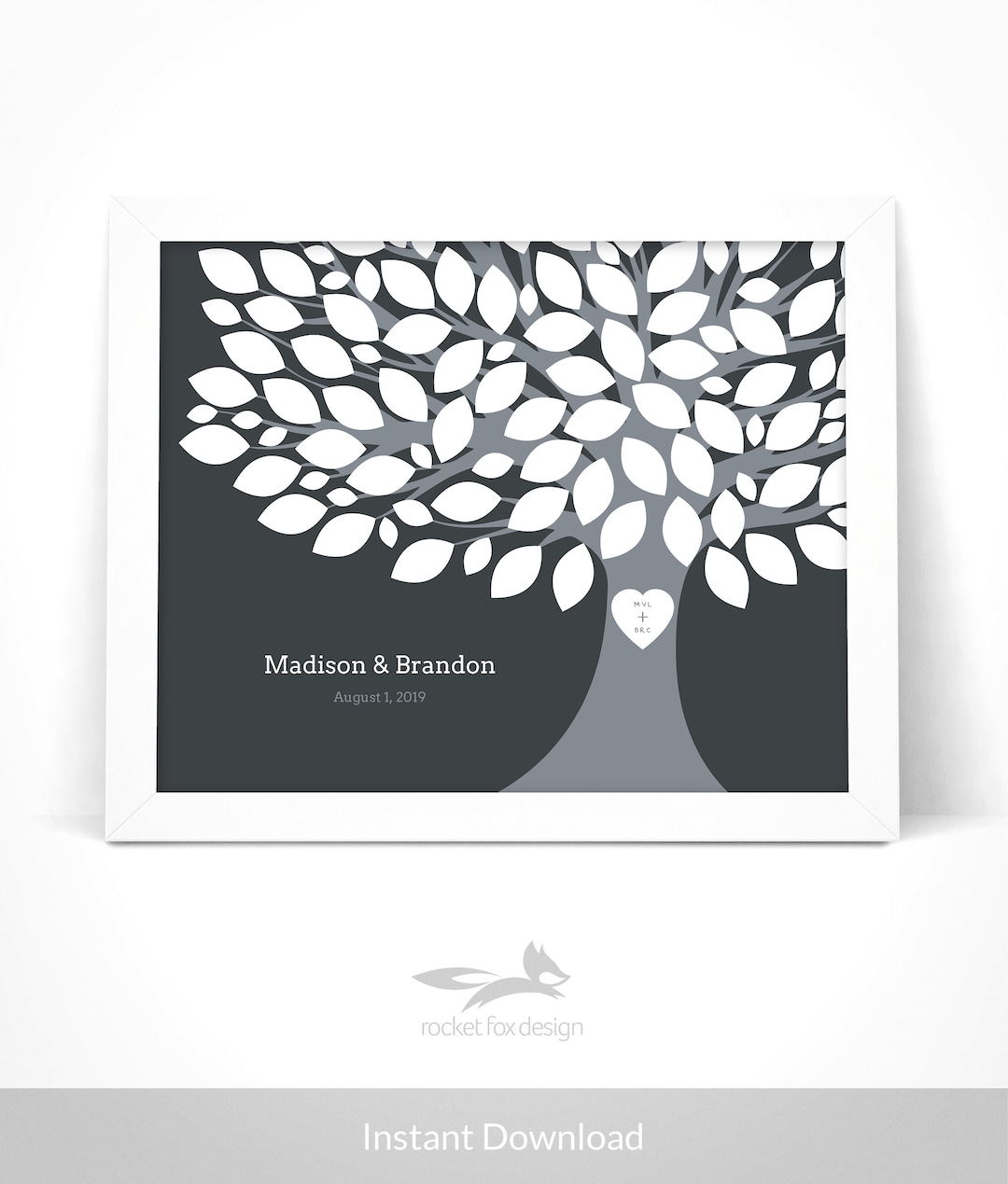 Wedding Tree Guest Book Printable With Instruction Card / Wedding Guest ...