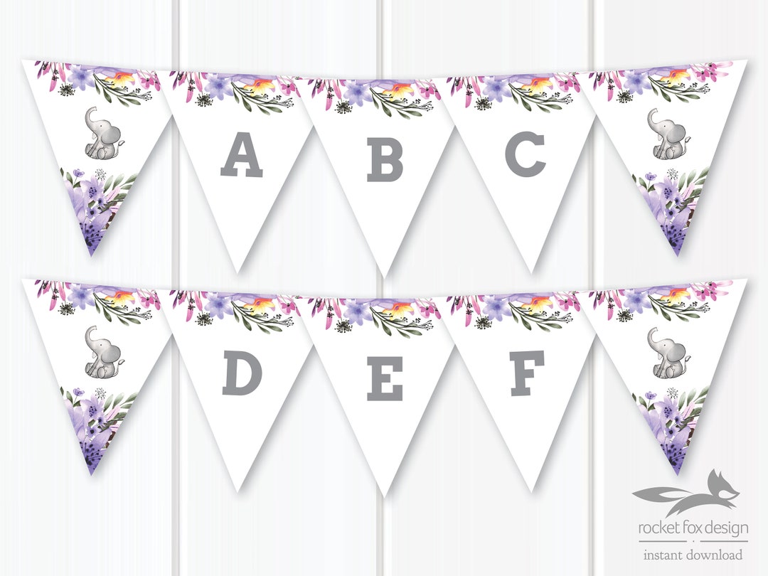 Elephant Party Banner, Happy Birthday Banner, Party Decorations ...