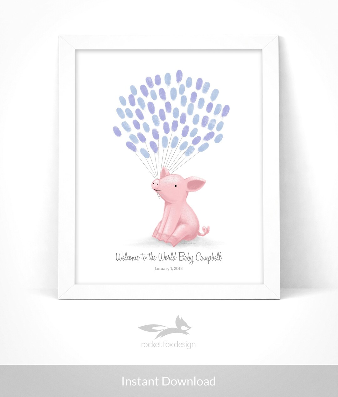 Pig Guestbook Alternative | Baby Shower Fingerprint Guestbook | Piggy ...