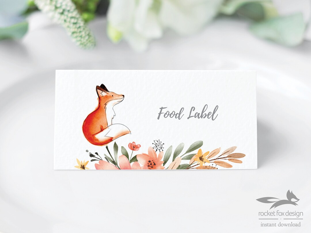 Fox Food Labels, Food Buffet Tags, Fox Tent Cards, Place Cards, Party ...