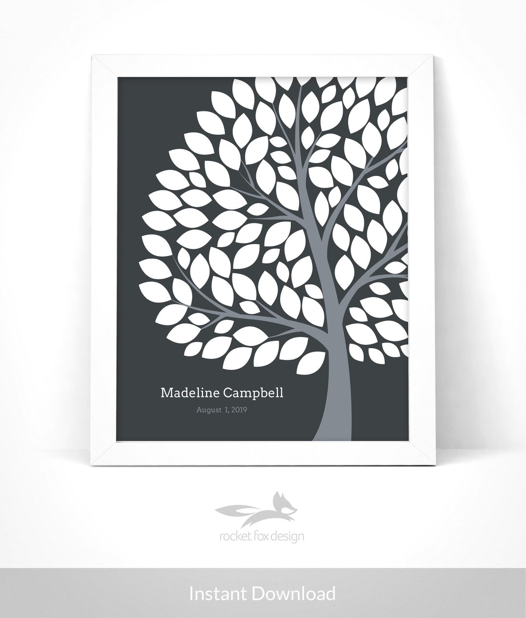 Baby Shower Guest Book Tree Printable With Instruction Card / Baby ...