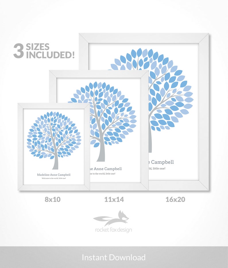Baby Shower Guest Book Tree Printable With Instruction Card / - Etsy