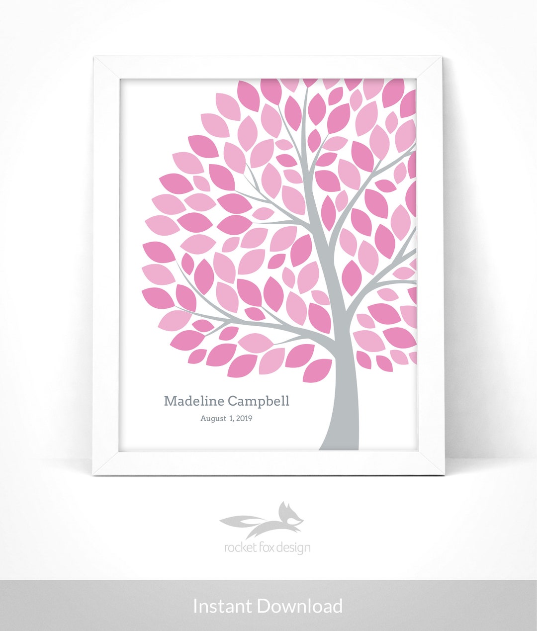Baby Shower Guest Book Tree Printable With Instruction Card / Baby ...