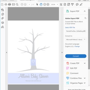 Baby Shower Fingerprint Tree Printable With Instruction Card / Baby ...
