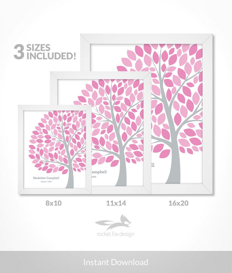 Baby Shower Guest Book Tree Printable With Instruction Card / Baby ...