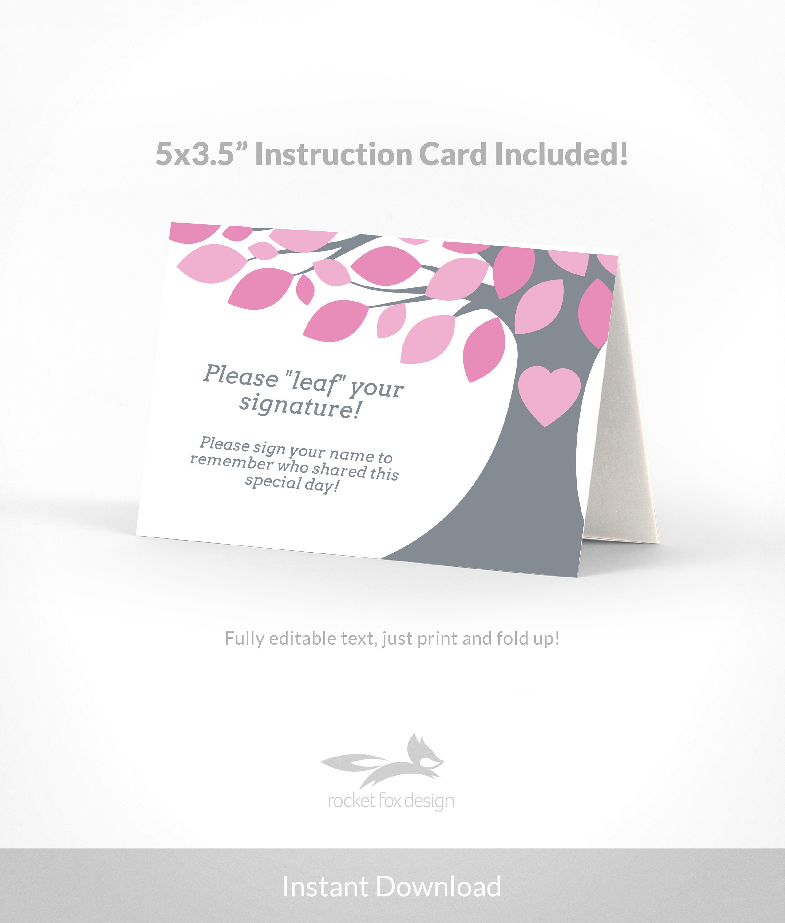 Baby Shower Guest Book Tree Printable With Instruction Card / Baby ...