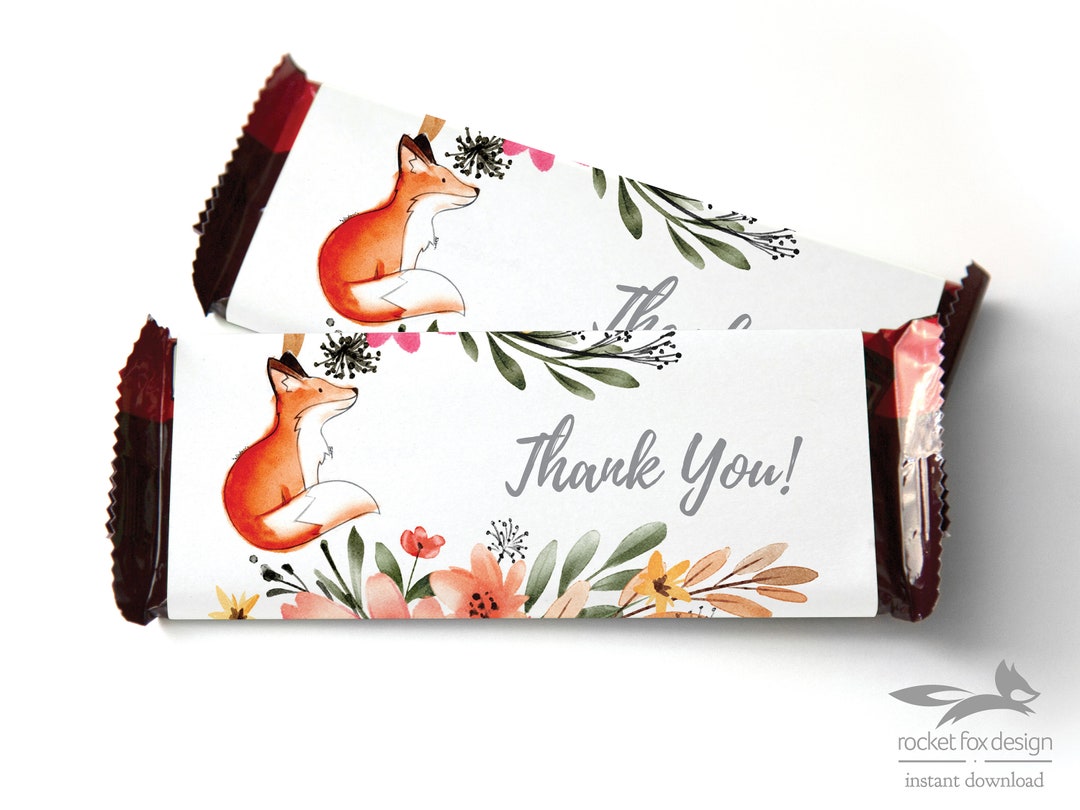 Fox Candy Bar Wrapper, Party Favors, Fox Theme Chocolate Bar Label ...