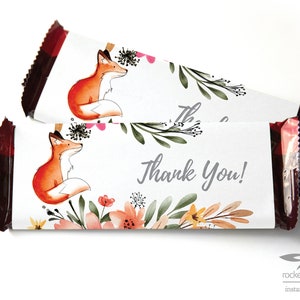 Fox Candy Bar Wrapper, Party Favors, Fox Theme Chocolate Bar Label ...