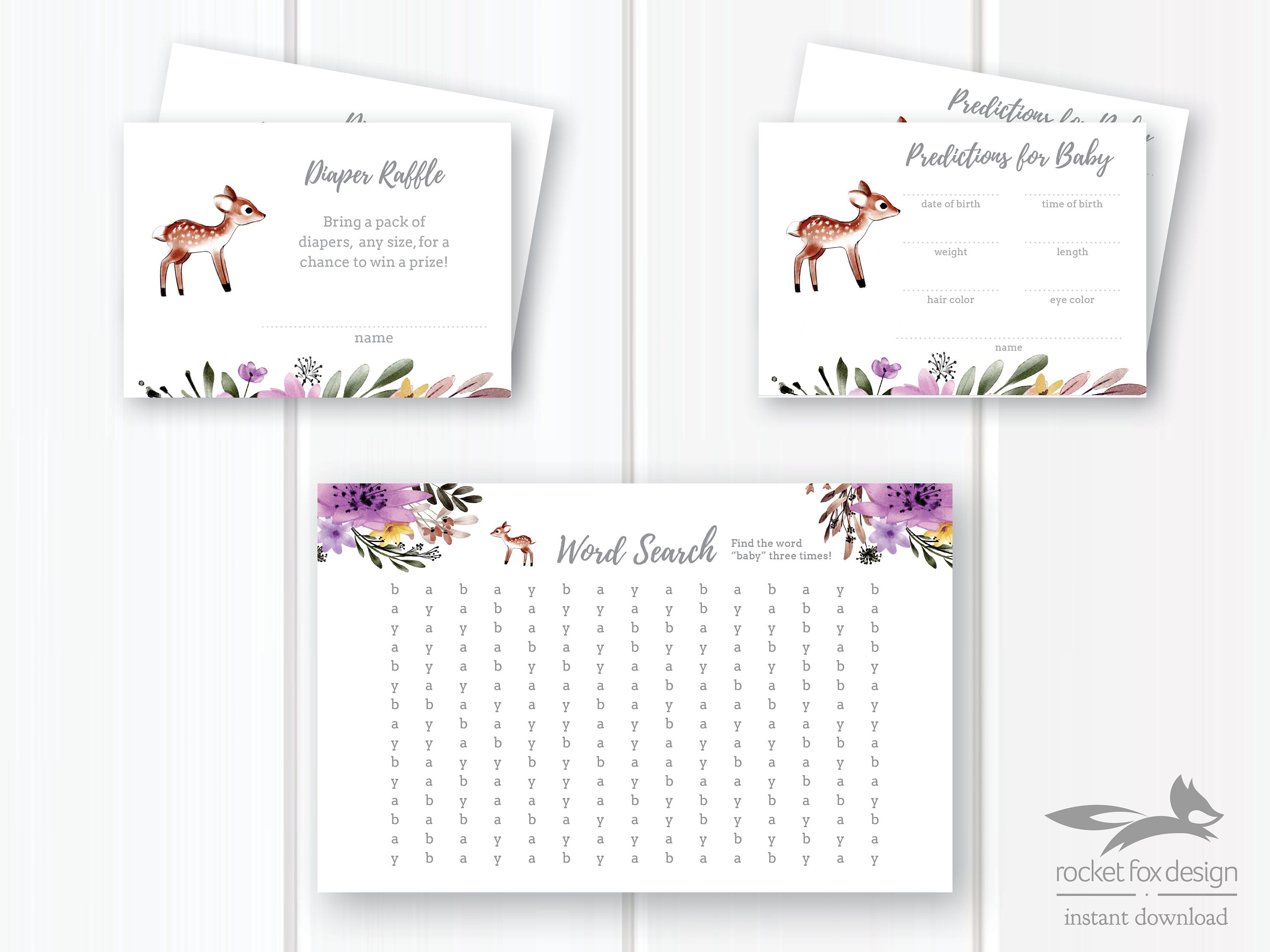 Deer Theme Baby Shower 17 Activity Bundle 17 Baby Shower - Etsy