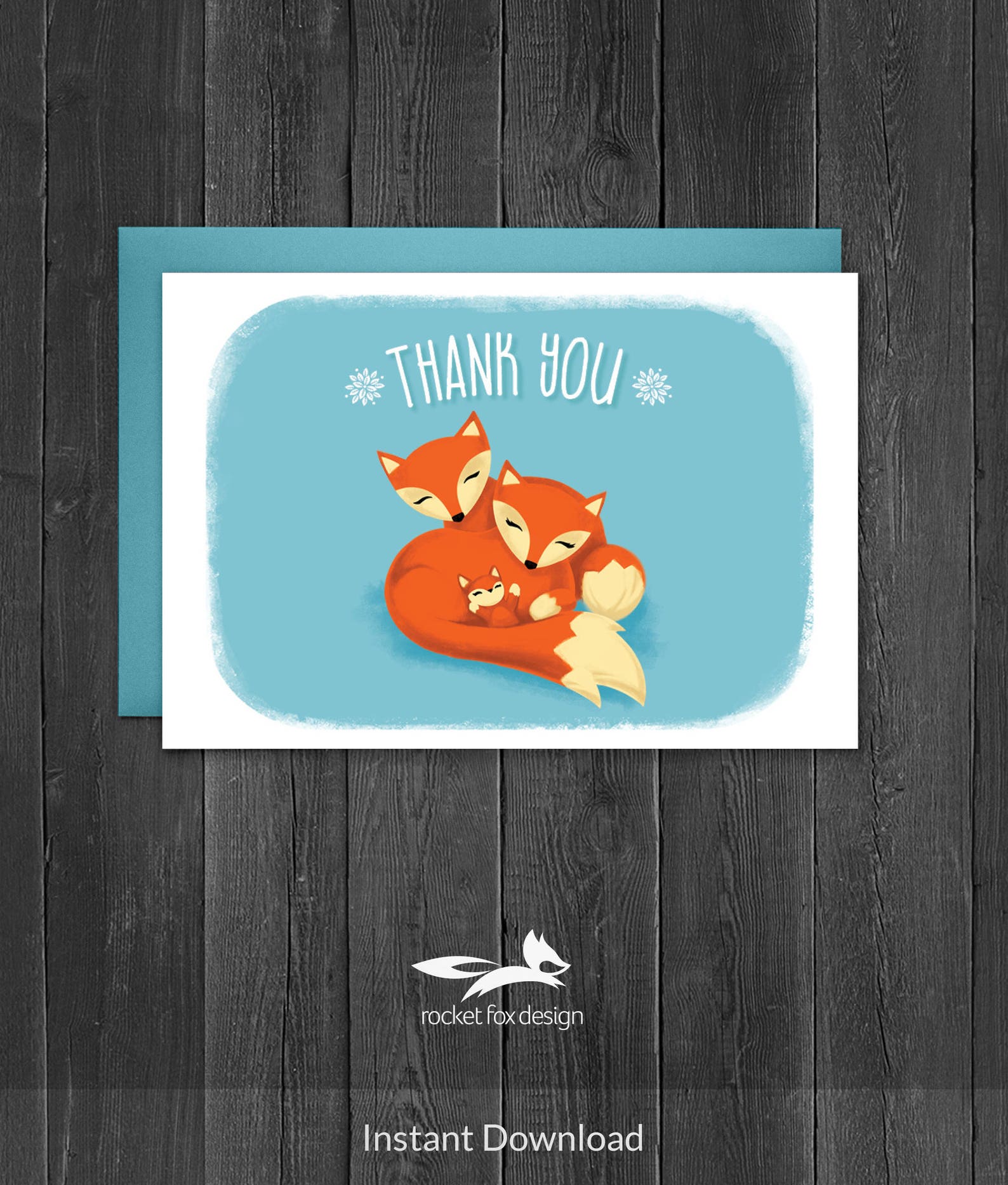 Fox Thank You Card, Fox Theme Thank You Card, Fox Thank You, Digital ...