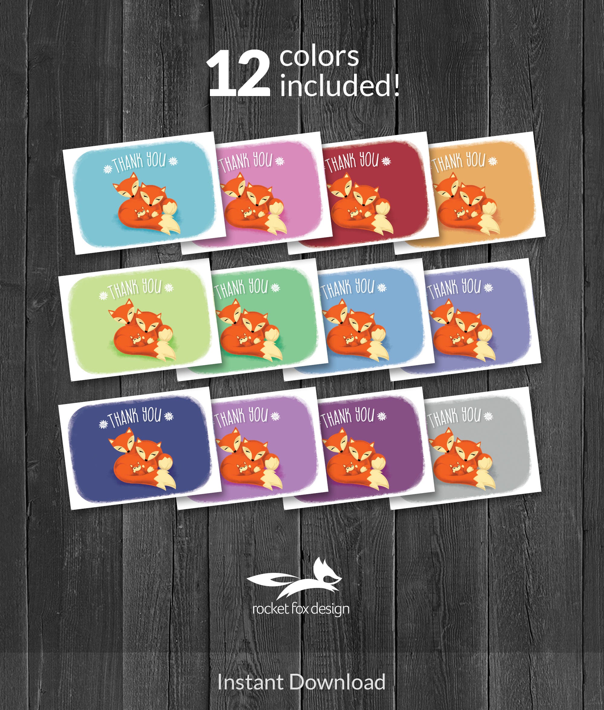 Fox Thank You Card, Fox Theme Thank You Card, Fox Thank You, Digital ...