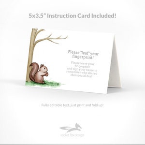 Squirrel Fingerprint Guestbook | Squirrel Baby Shower Fingerprint Tree ...