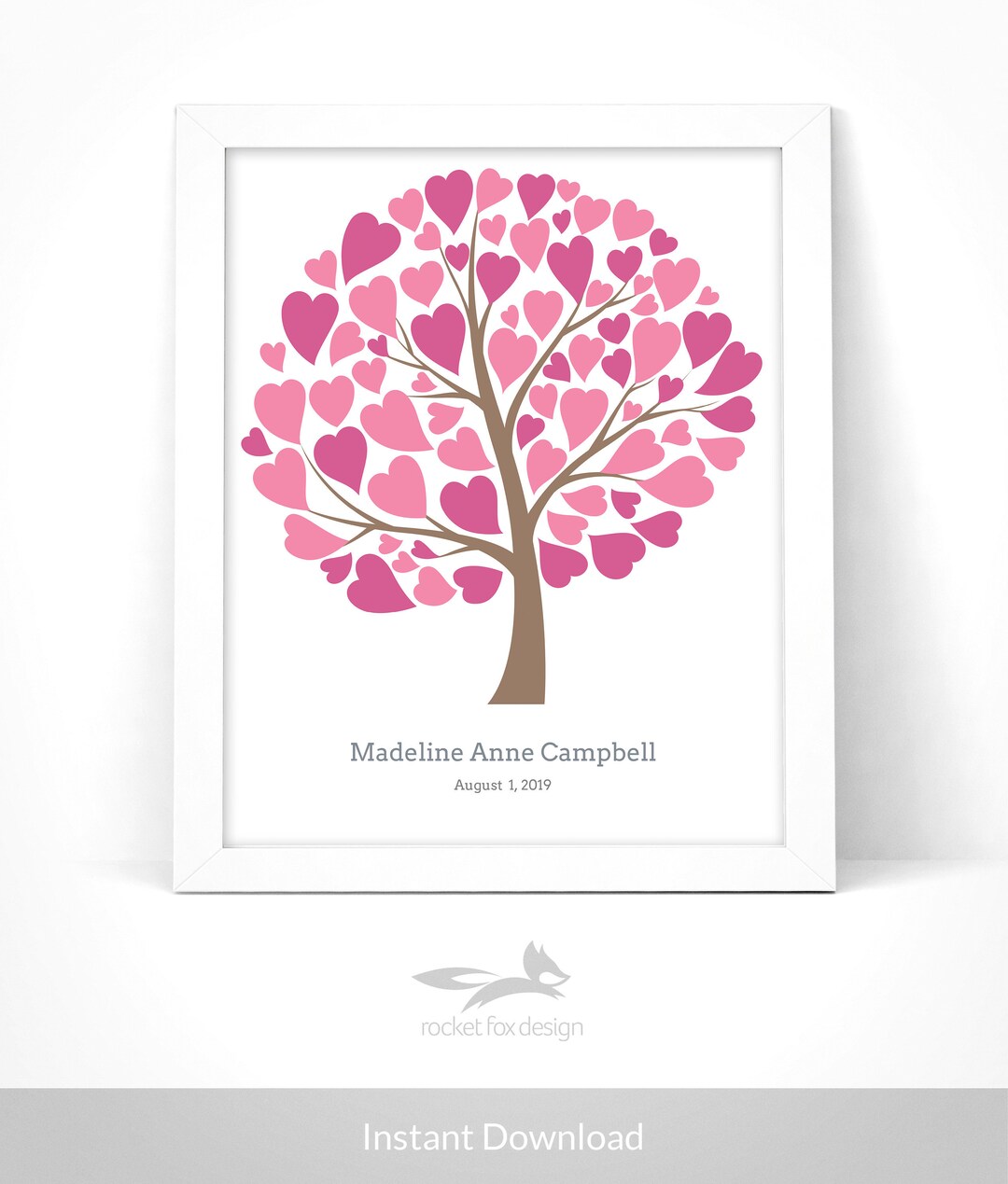 Baby Shower Guest Book Tree Printable With Instruction Card / Baby ...