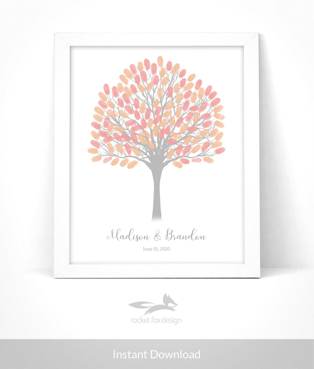 Baby Shower Fingerprint Tree Printable With Instruction Card / Baby ...