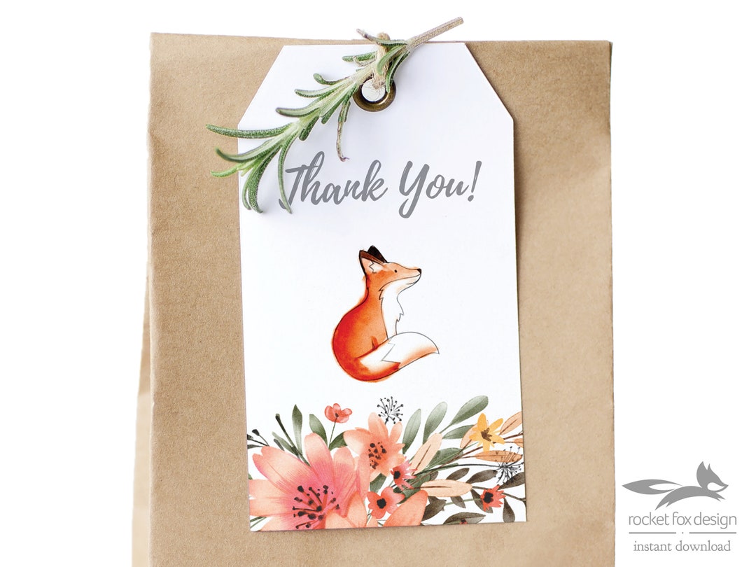Fox Favor Tags, Thank You Tags, Baby Shower Favor Tag, Birthday Party ...