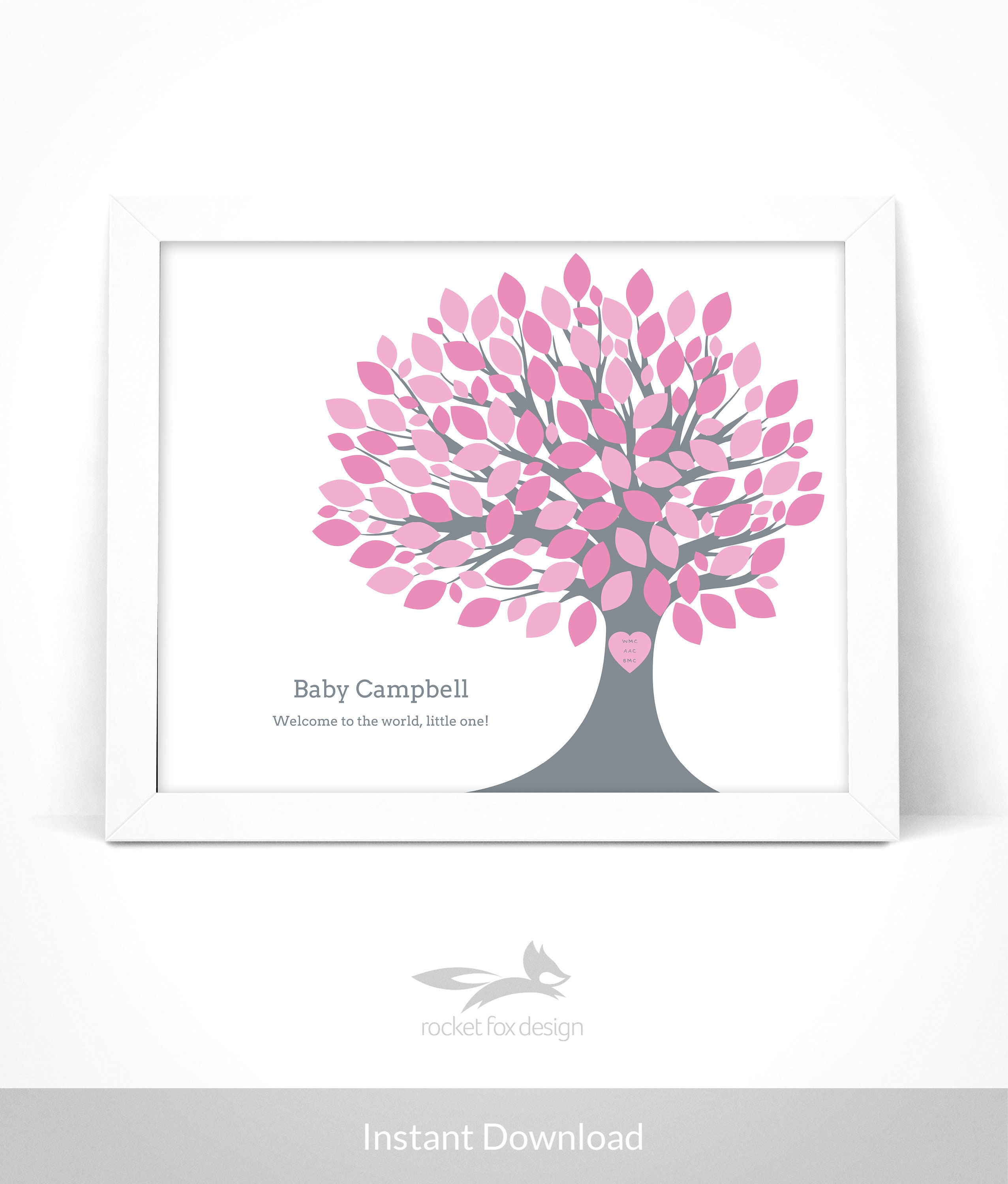 Baby Shower Guest Book Tree Printable With Instruction Card / Baby ...