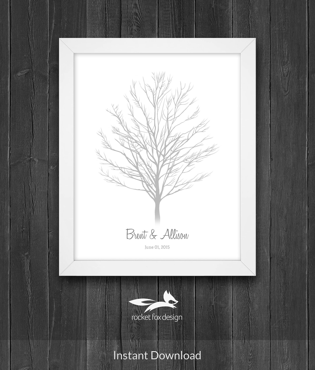 Wedding Tree Guest Book Printable With Instruction Card / Wedding Guest ...