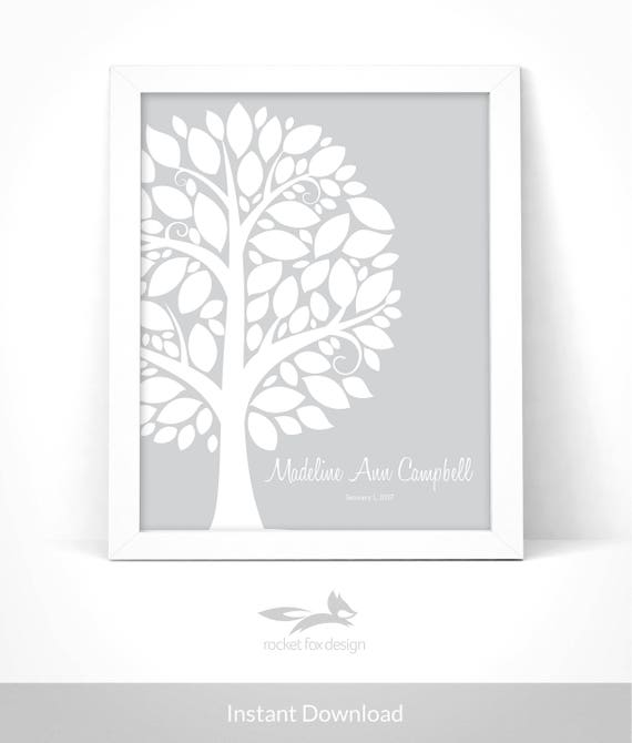 Baby Shower Guest Book Tree Printable with Instruction Card / | Etsy
