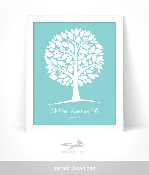 Baby Shower Guest Book Tree Printable With Instruction Card / | Etsy