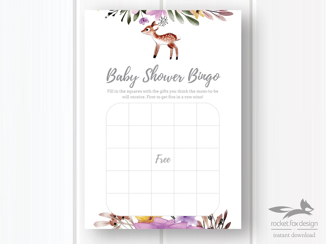 Deer Baby Shower Bingo Game, Deer Baby Shower, Baby Shower Game, Deer ...