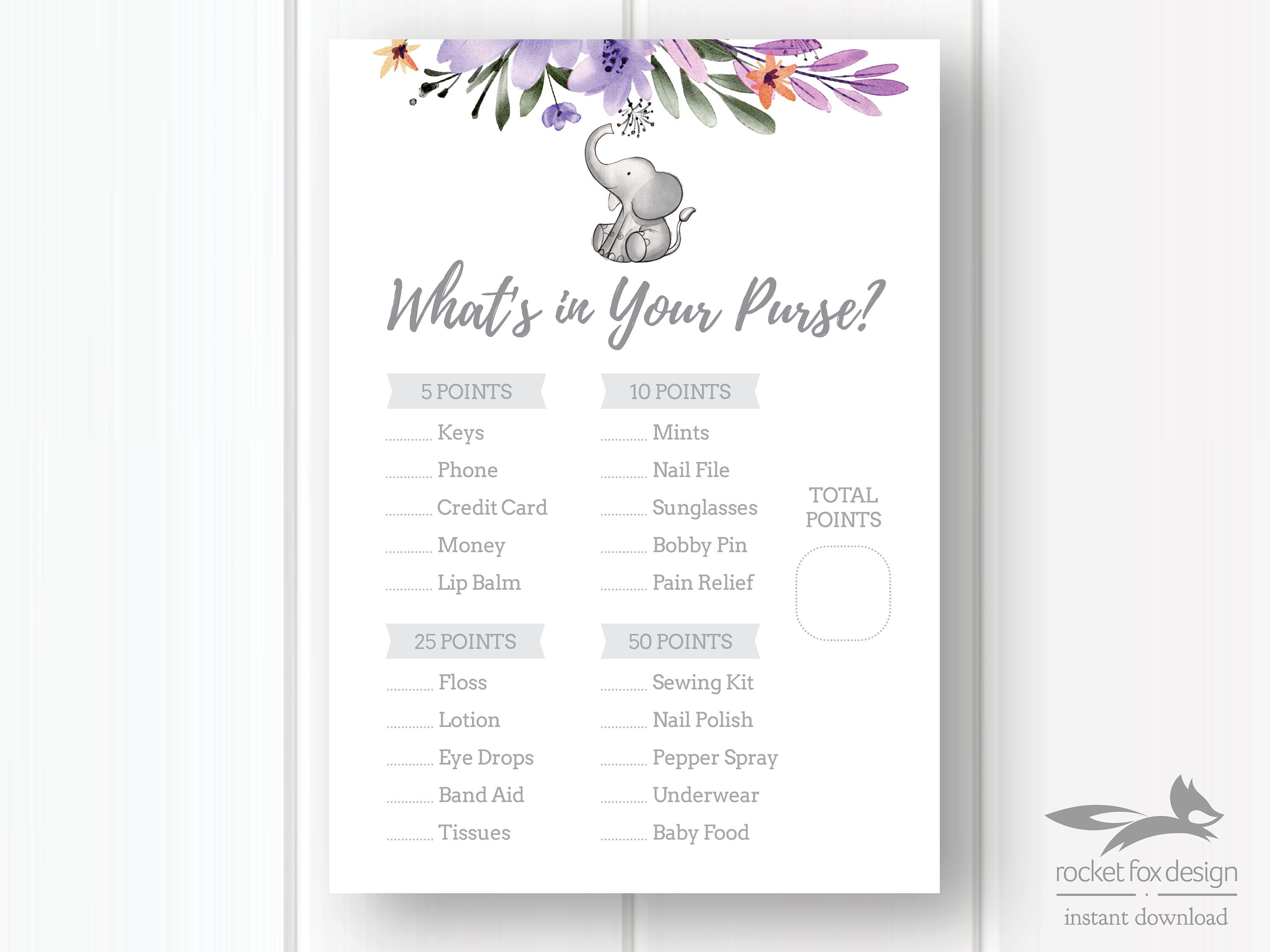 Elephant What's in Your Purse Game, What's in Your Purse Game, Elephant ...