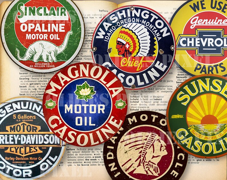 12 Vintage Retro Signs Collection Digital Collage Sheet 2 Inch - Etsy