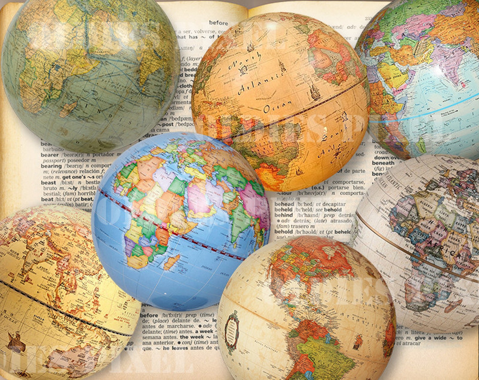 12 Earth Globe Collection Digital Collage Sheet 2 Inch & 1.5 - Etsy