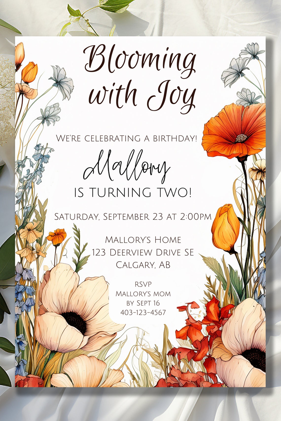 Editable Cottagecore Birthday Invitation Wildflowers Party - Etsy Canada