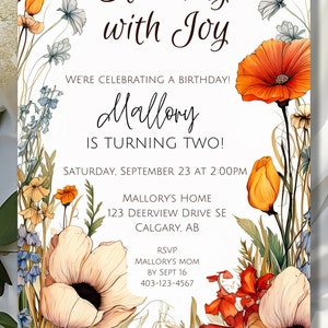 Editable Cottagecore Birthday Invitation Wildflowers Party - Etsy Canada