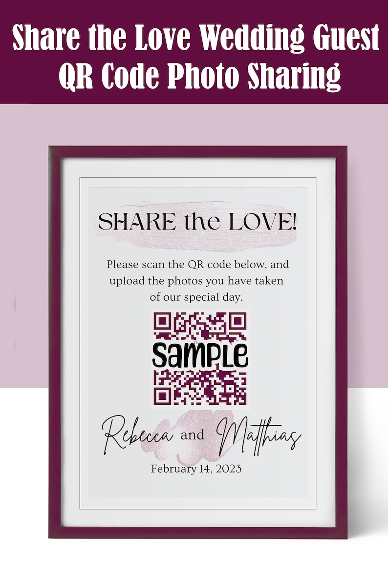 Guest Photo Sharing QR Code Template, Wedding Signs, Wedding Decor ...