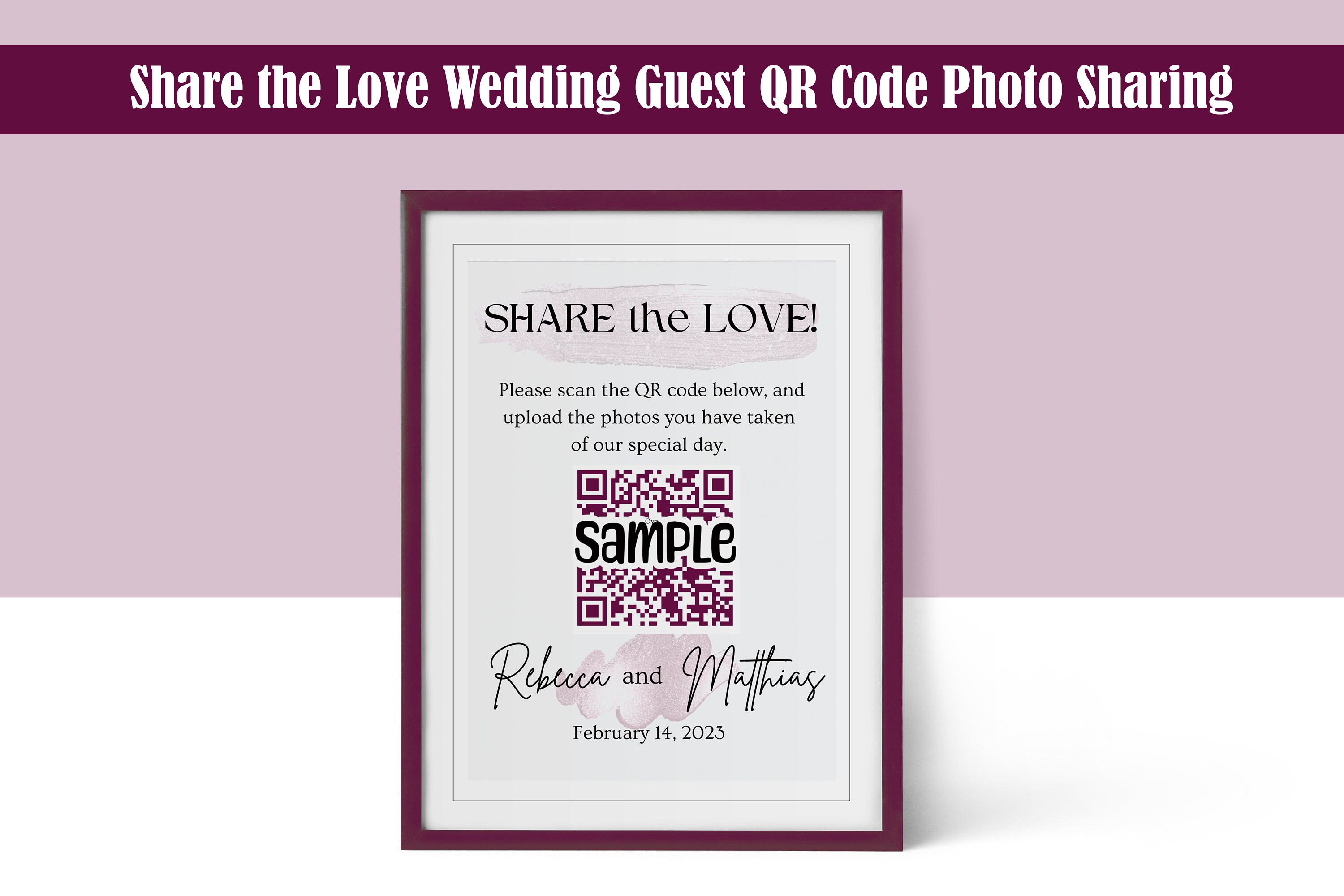 Guest Photo Sharing QR Code Template, Wedding Signs, Wedding Decor ...