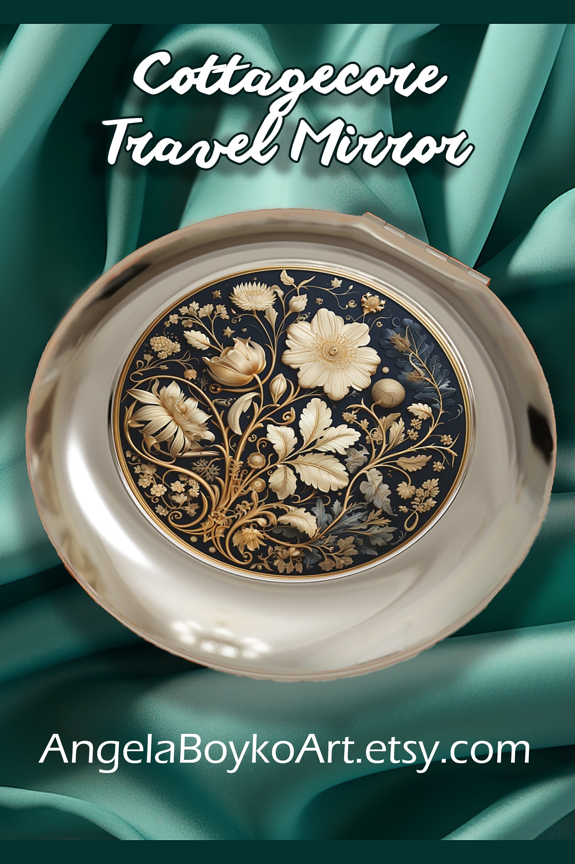 Cottagecore Foldable Mirror, Compact Travel Mirror, Pocket Bridesmaid ...