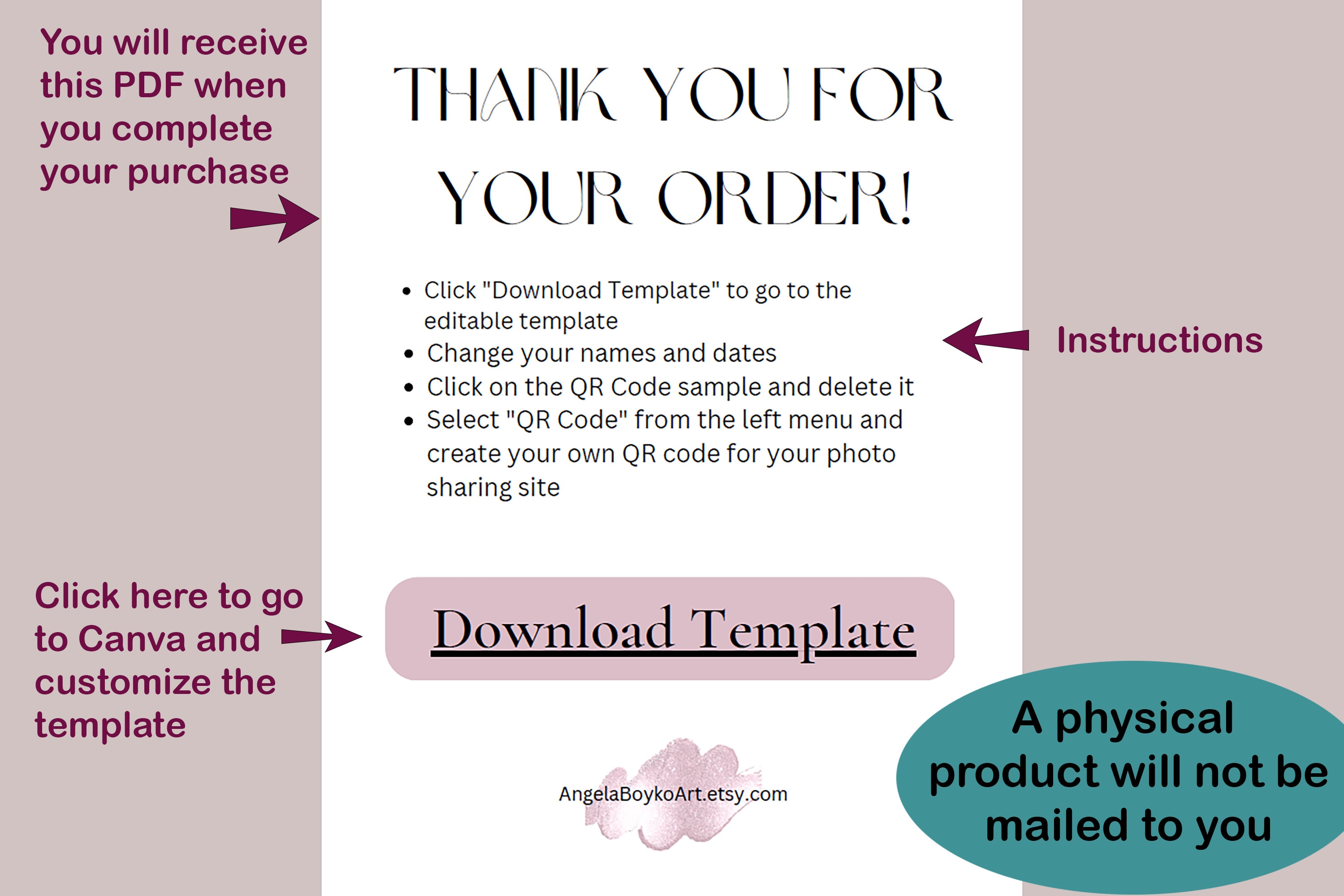 Guest Photo Sharing QR Code Template, Wedding Signs, Wedding Decor ...